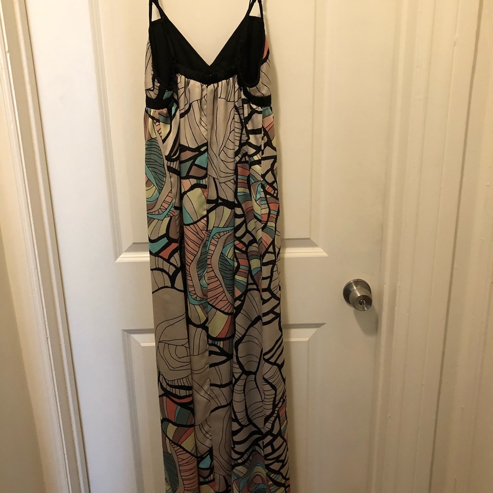 Artsy Line Art Rose Rainbow Sketch Maxi Dress - Gem